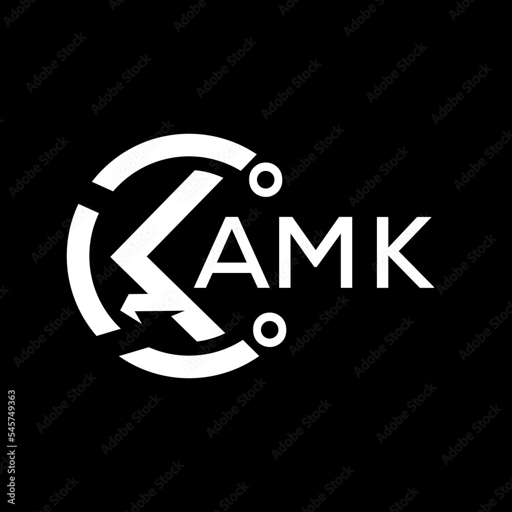 AMK letter logo. AMK black background and white letter. AMK technology ...