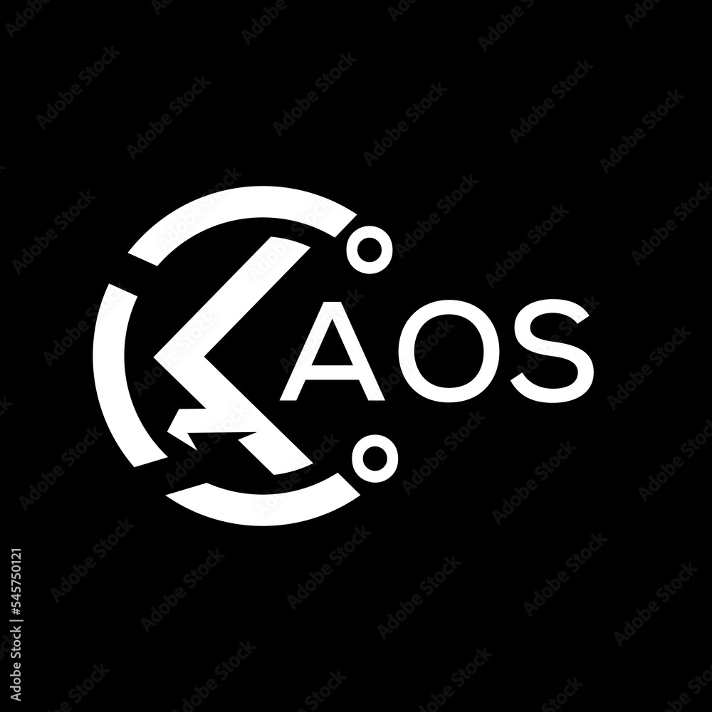 Vecteur Stock AOS letter logo. AOS black background and white letter ...