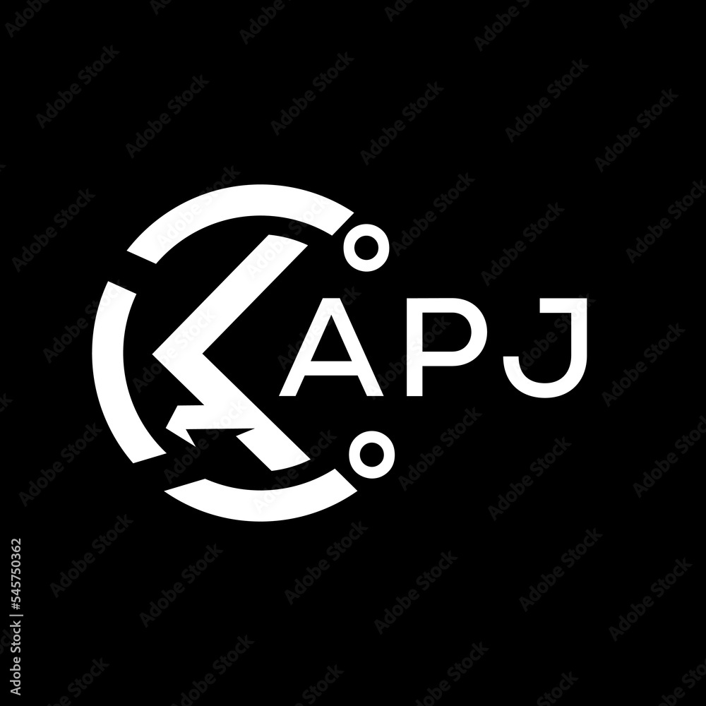 APJ letter logo. APJ black background and white letter. APJ technology ...