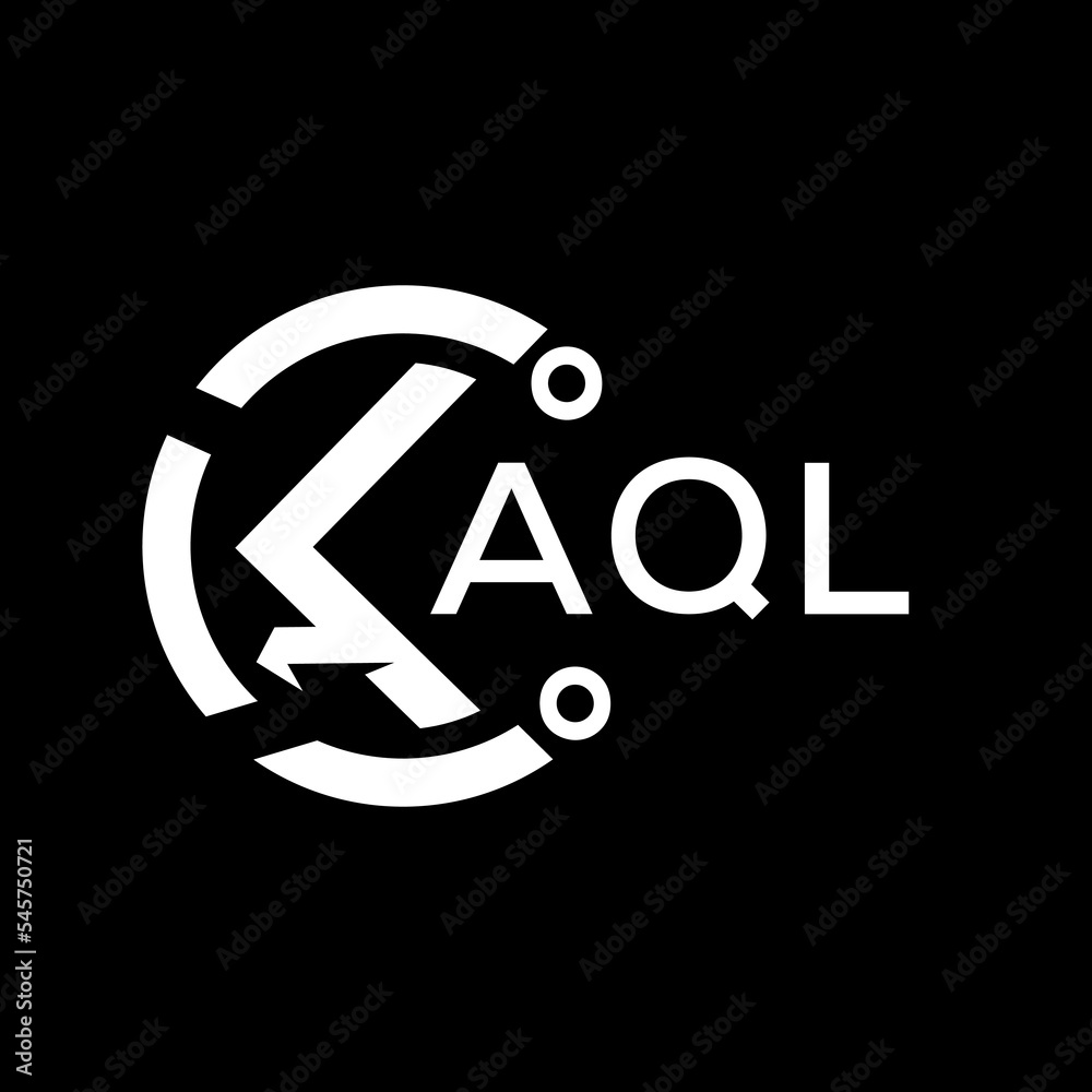 AQL letter logo. AQL black background and white letter. AQL technology ...