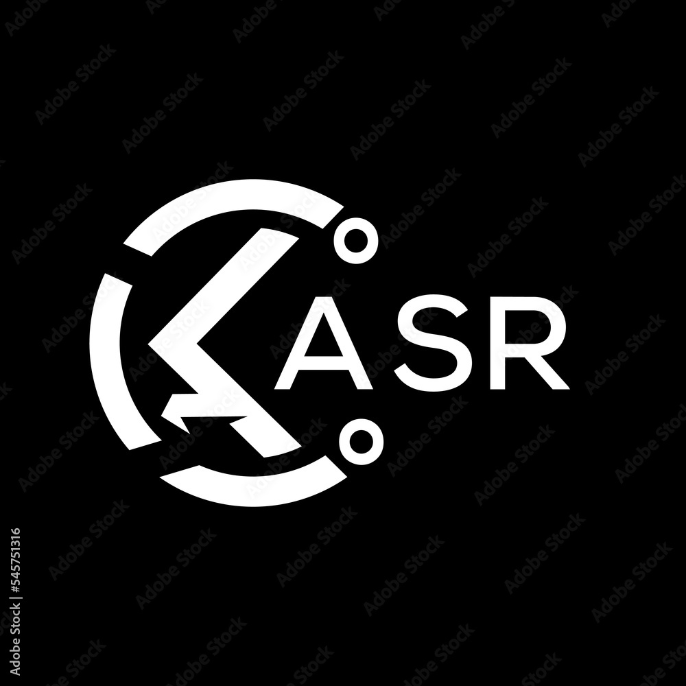 ASR letter logo. ASR black background and white letter. ASR technology ...