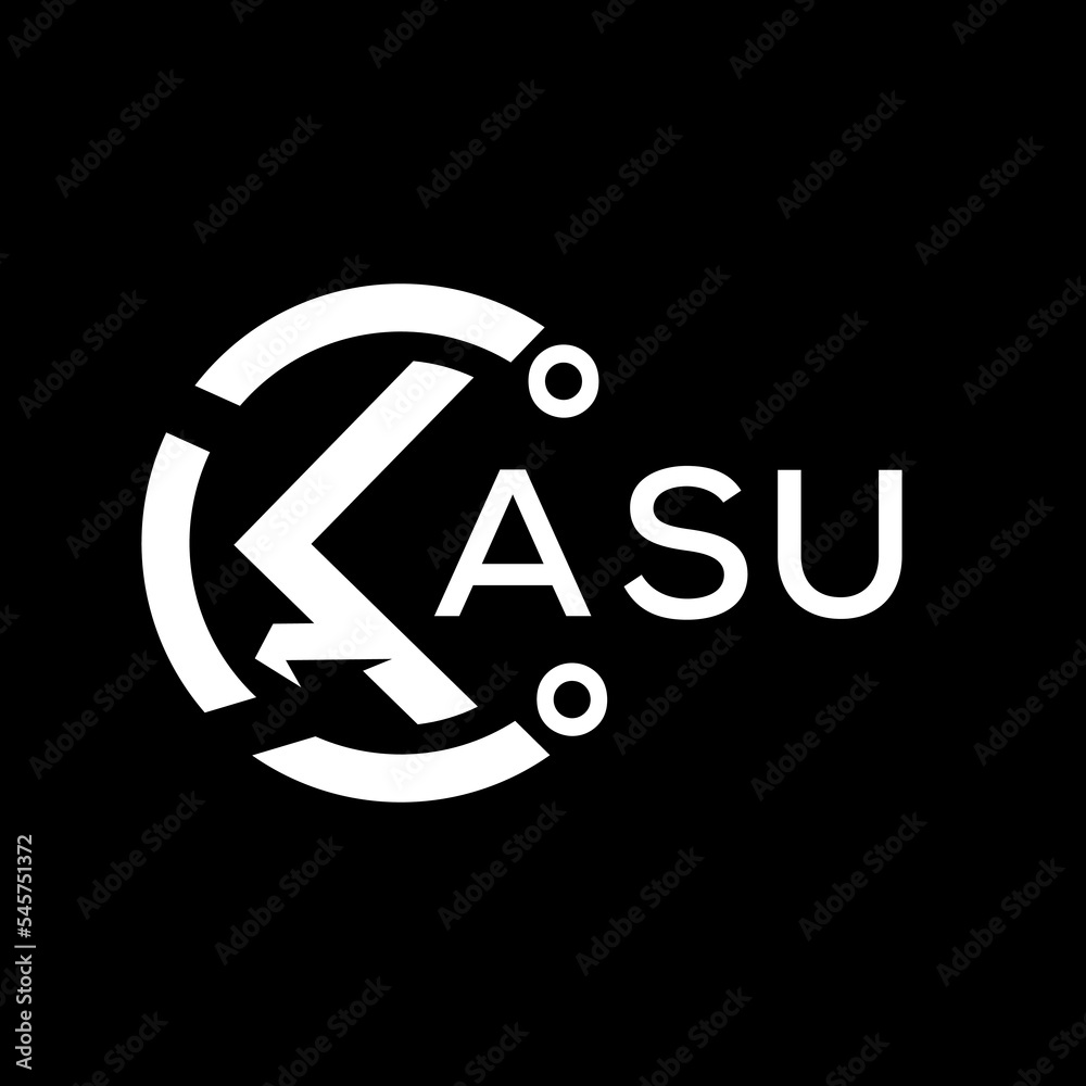 ASU letter logo. ASU black background and white letter. ASU technology ...