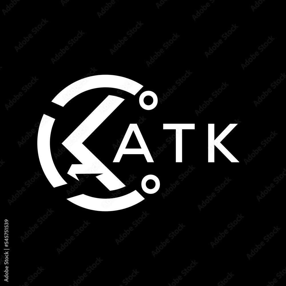 ATK letter logo. ATK black background and white letter. ATK technology ...