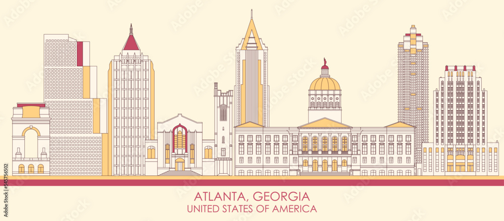 Cartoon Skyline panorama of Atlanta, Georgia, United States - vector ...