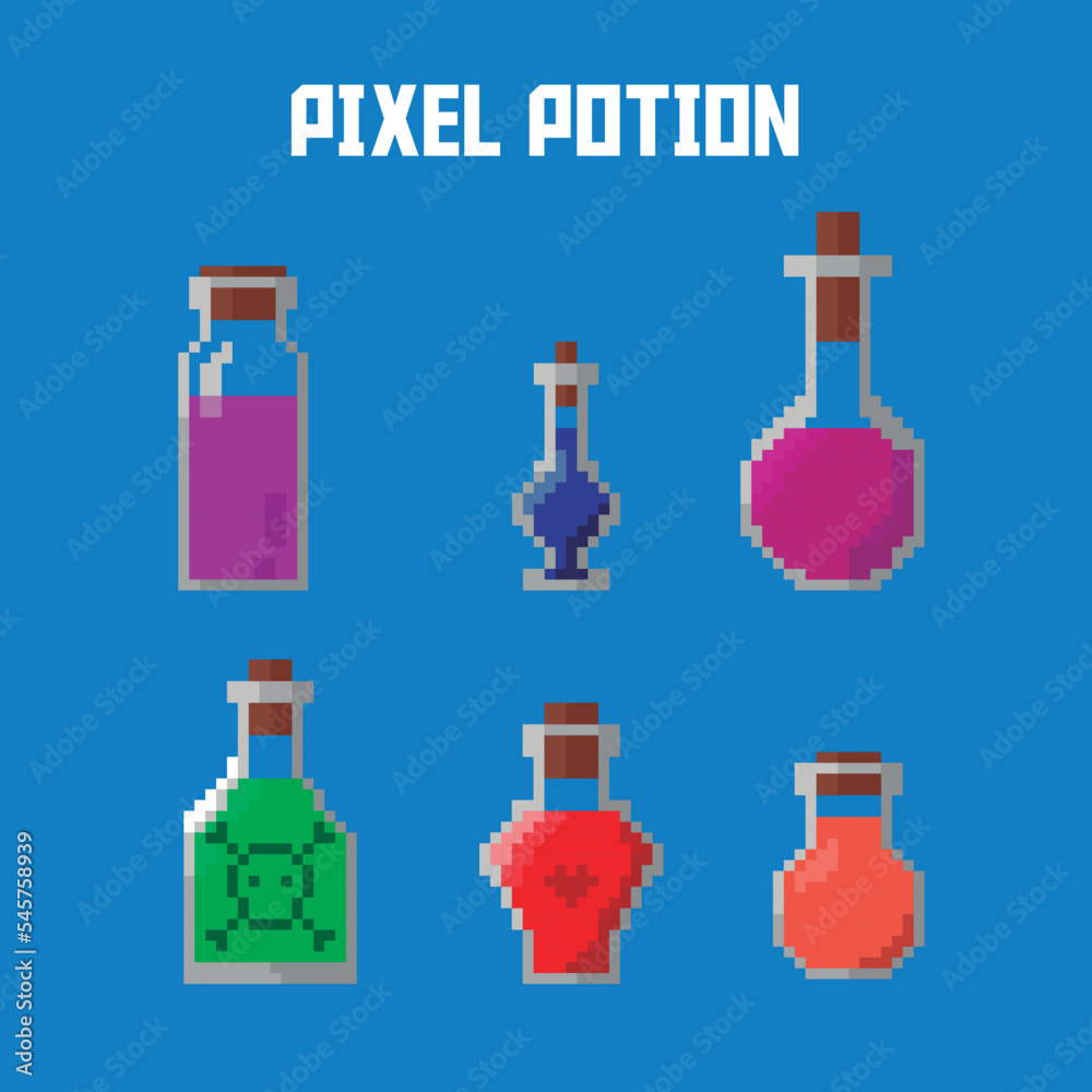 science and chemistry icon - icon pixel potion and pixel art. Stock ...