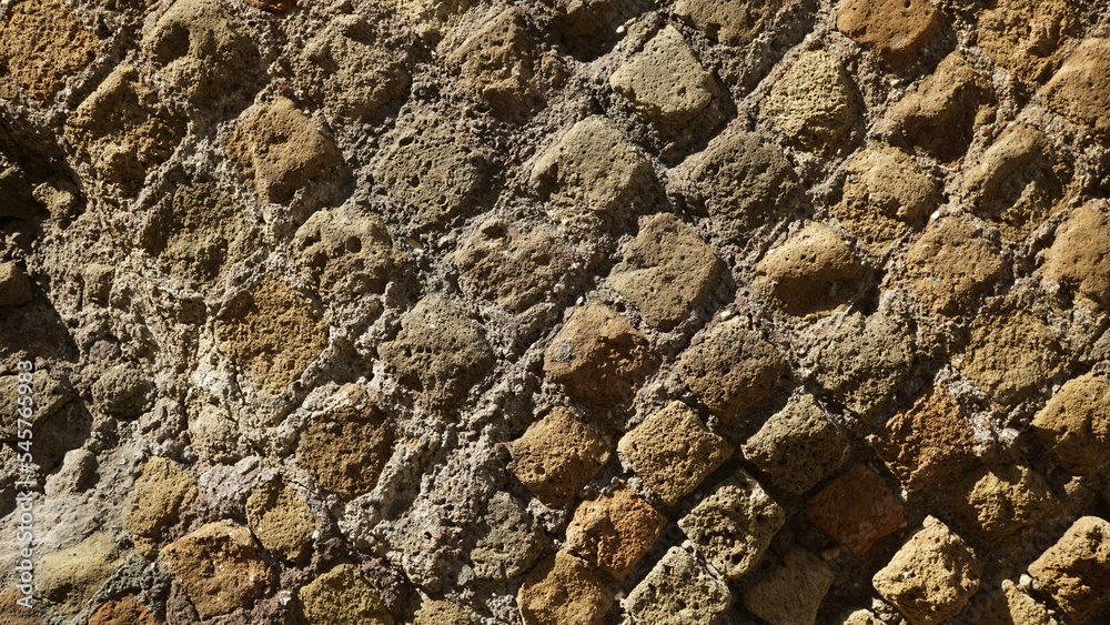 Detail of a wall in a Roman structure built with the opus reticulatum ...