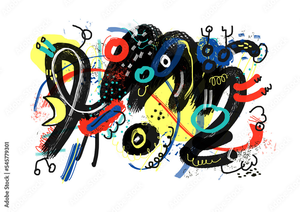 Abstract art. Doodle art. Digital graffiti. Post-graffiti. Illustration ...
