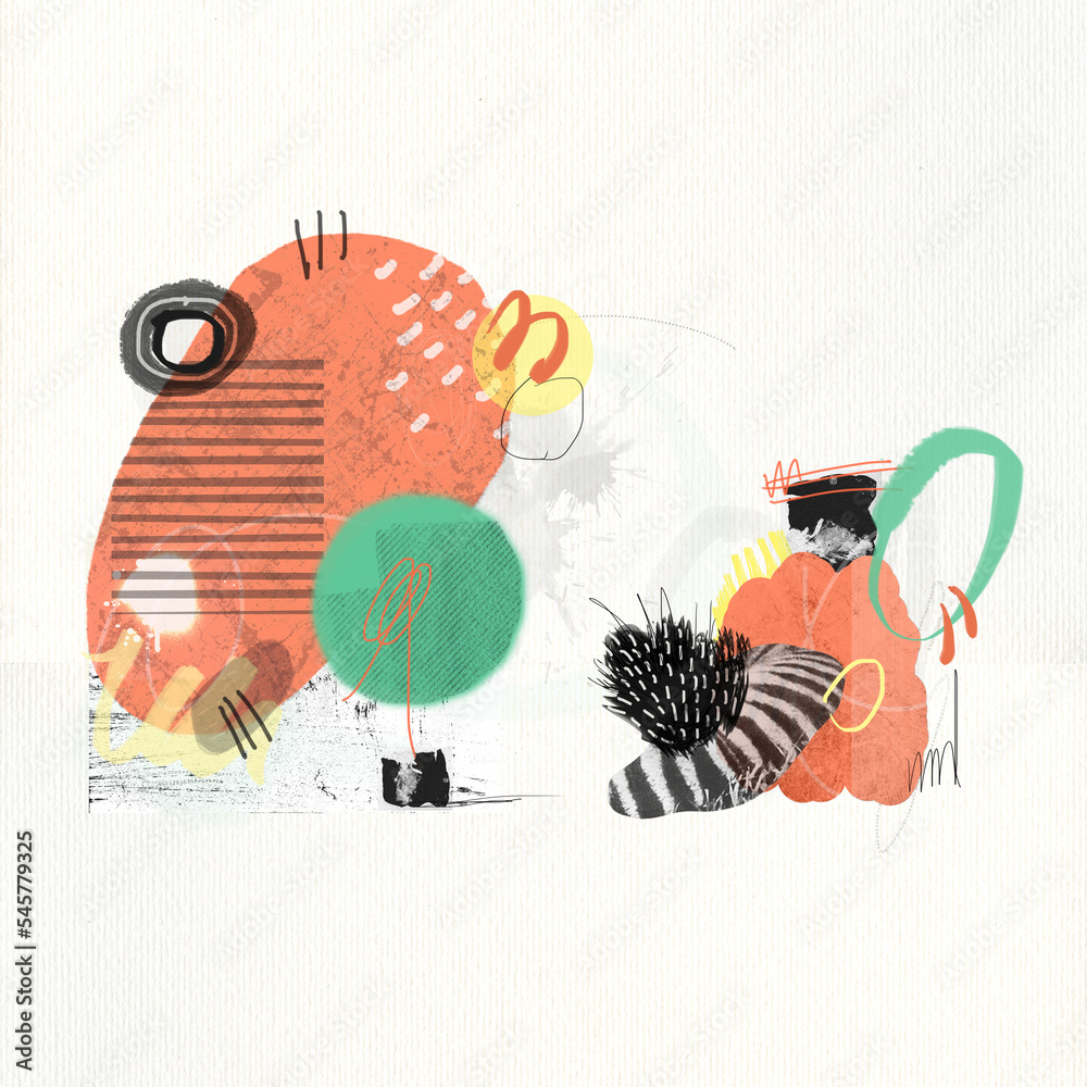 Abstract art. Doodle art. Digital collage. Post-graffiti. Illustration ...