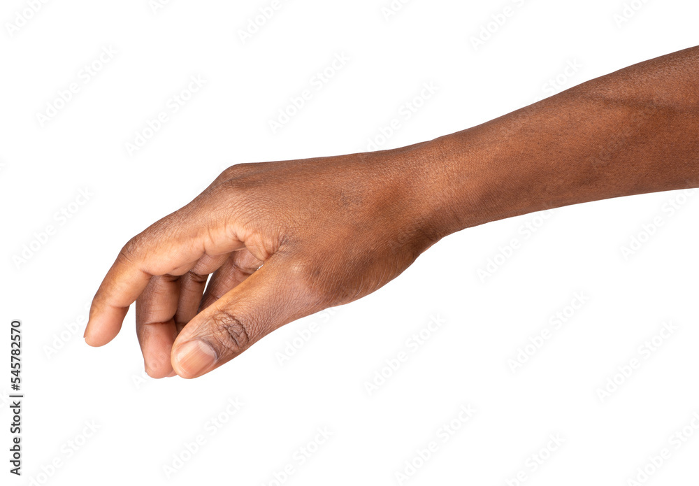 Hand touching, taking or giving isolated on white or transparent ...