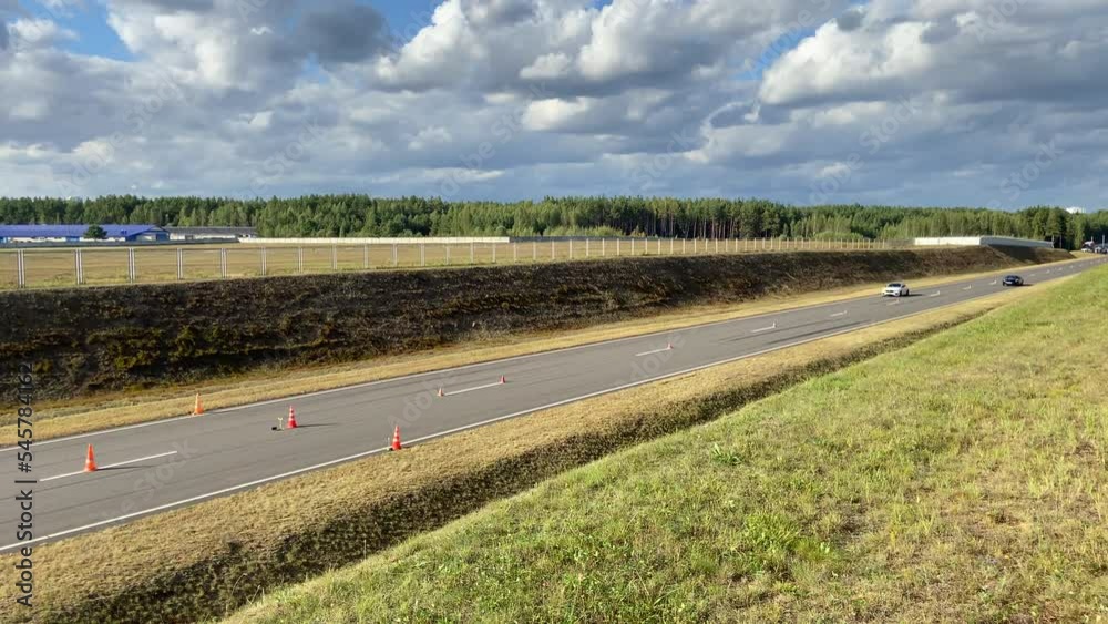 Drag racing, racing cars compete in 402 meters. Arrivals of cars on a ...