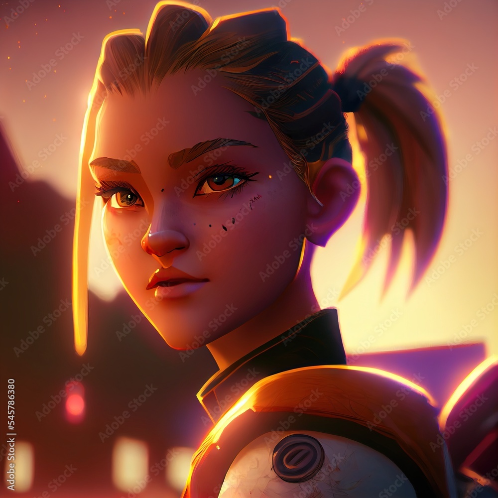 Cyberpunk female avatar profile picture. Video game character design ...