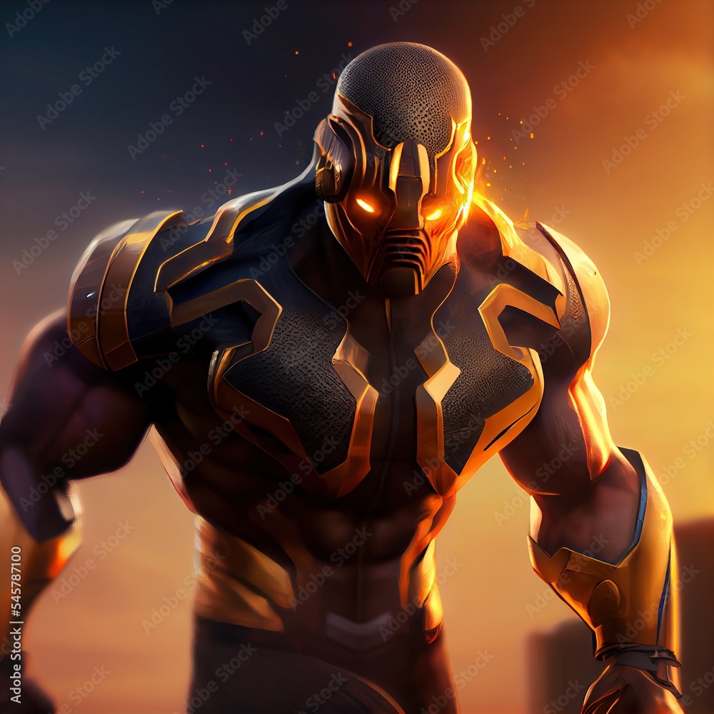 Villain character design. Cyborg in metal gear full armor and mask ...