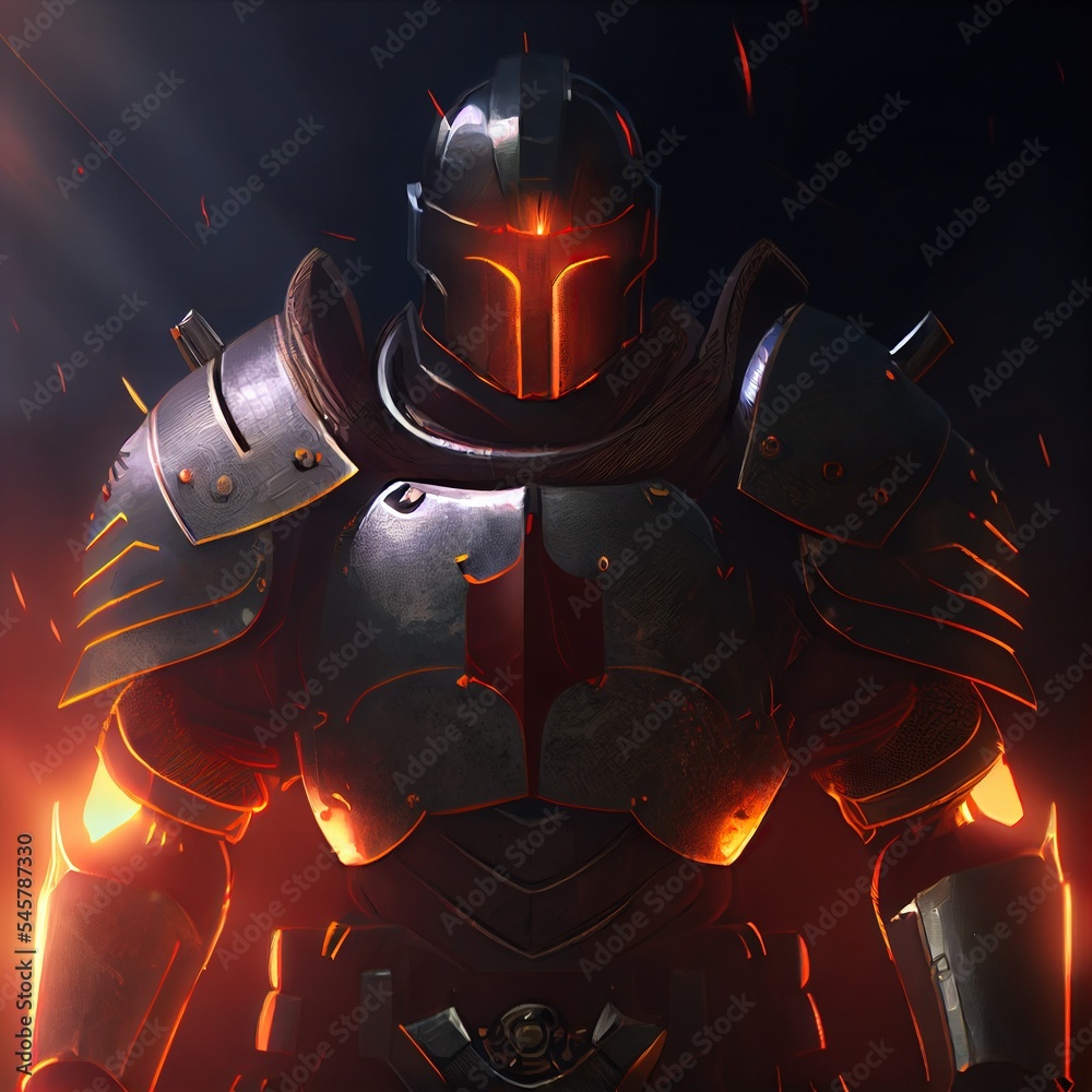 Medieval Templar Knight from the future in full armor. 3D video game ...