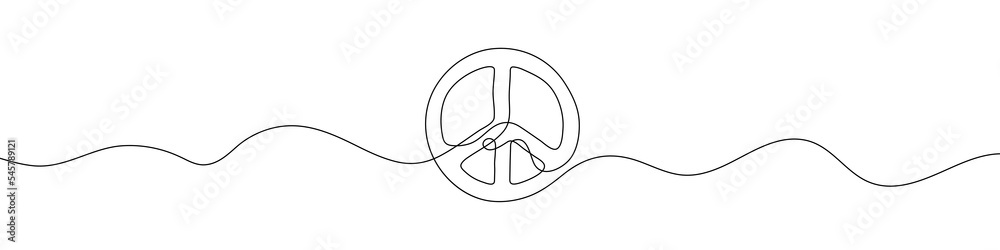 Continuous line drawing of peace symbol. Line art of peace symbol. One ...