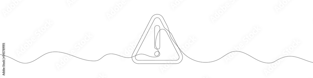 Exclamation mark linear background. One continuous line drawing of ...