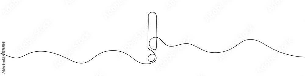 Exclamation mark linear background. One continuous line drawing of ...