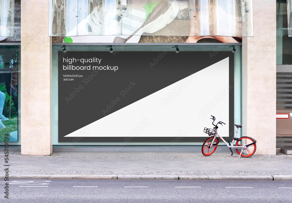 Facade Billboard Store Outdoor Advertising Poster Mockup Stock Template ...