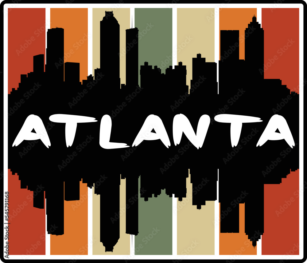 Atlanta Georgia USA Skyline Sunset Travel Souvenir Sticker Logo Badge ...