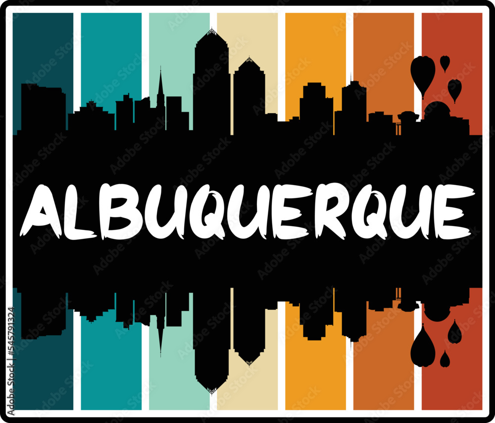 Albuquerque New Mexico USA Skyline Sunset Travel Souvenir Sticker Logo ...
