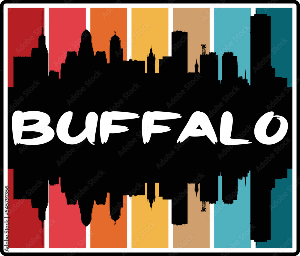 Buffalo New York USA Skyline Sunset Travel Souvenir Sticker Logo Badge ...