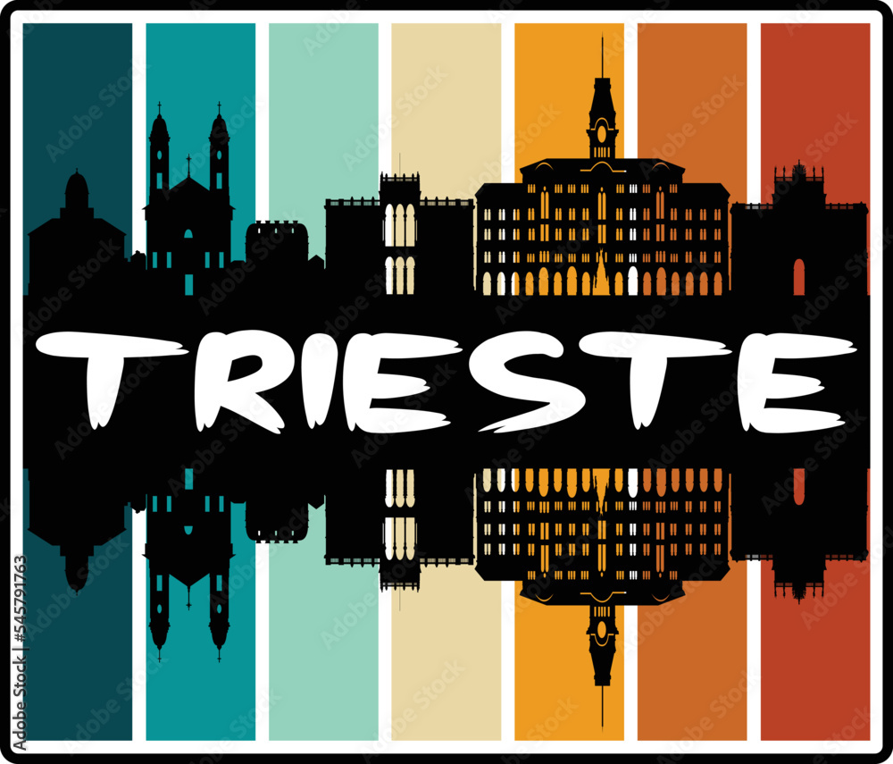 Trieste Italy Skyline Sunset Travel Souvenir Sticker Logo Badge Stamp ...