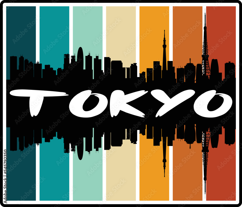 Tokyo Japan Skyline Sunset Travel Souvenir Sticker Logo Badge Stamp ...