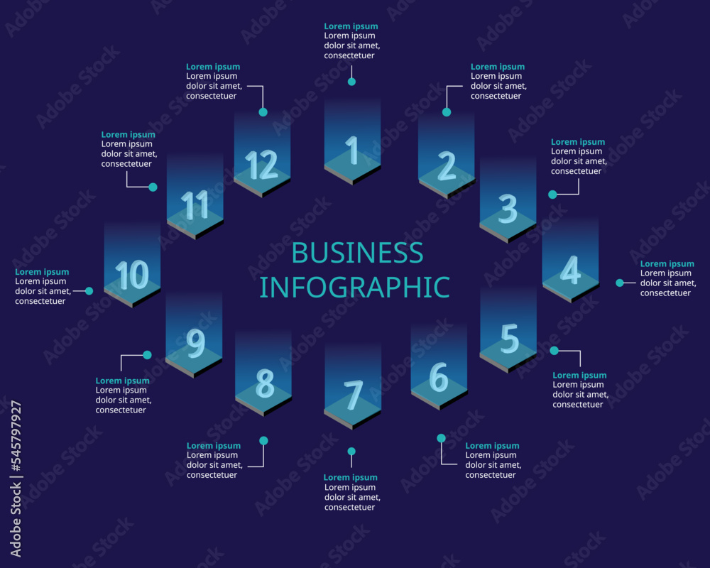 step number chart template for infographic for presentation for 12 ...
