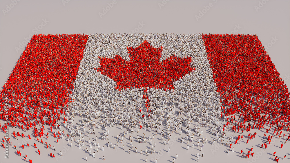 Canadian Flag formed from a Crowd of People. Banner of Canada on White ...