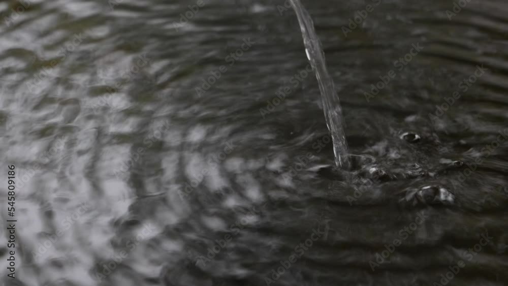 Video „Shrine on a rainy day, water flowing from a bamboo tube into a ...