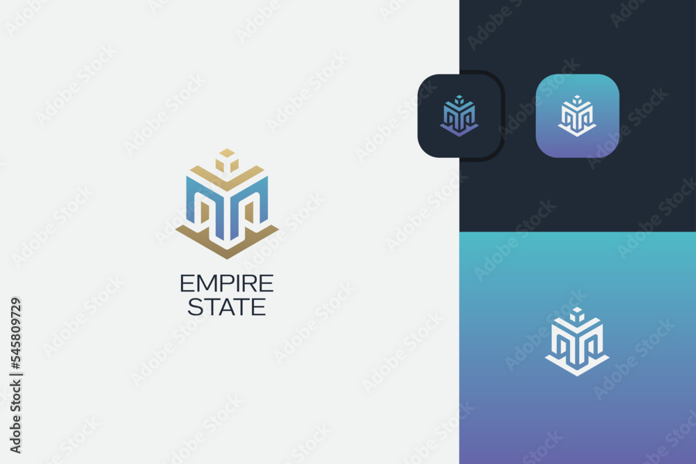 Empire state building modern architecture home real estate vector logo ...