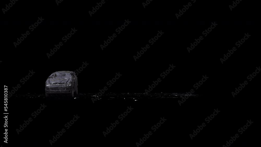 Realistically model car accident overturned car effect background ...