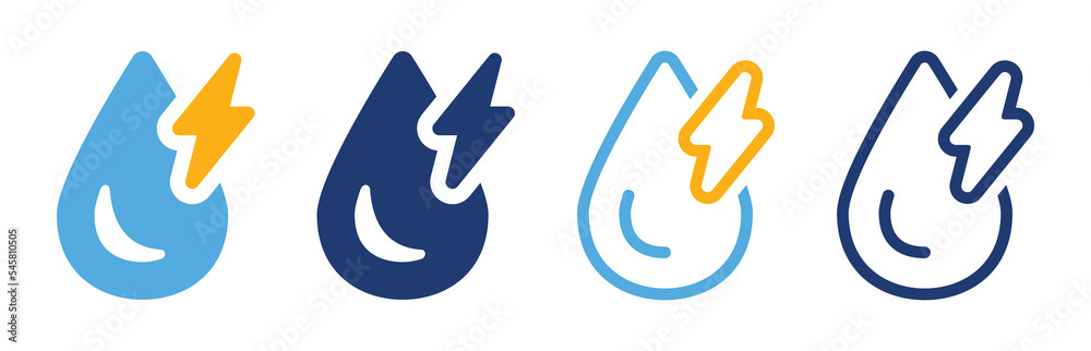 Vetor de Hydropower icon set. Water energy symbol vector illustration ...