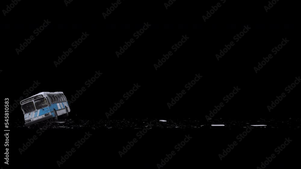 Realistically model car accident overturned car effect background ...