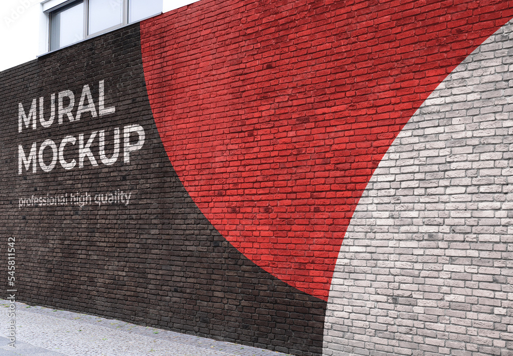 Mural Street Outdoor Poster Mockup on Brick Wall Stock Template | Adobe ...