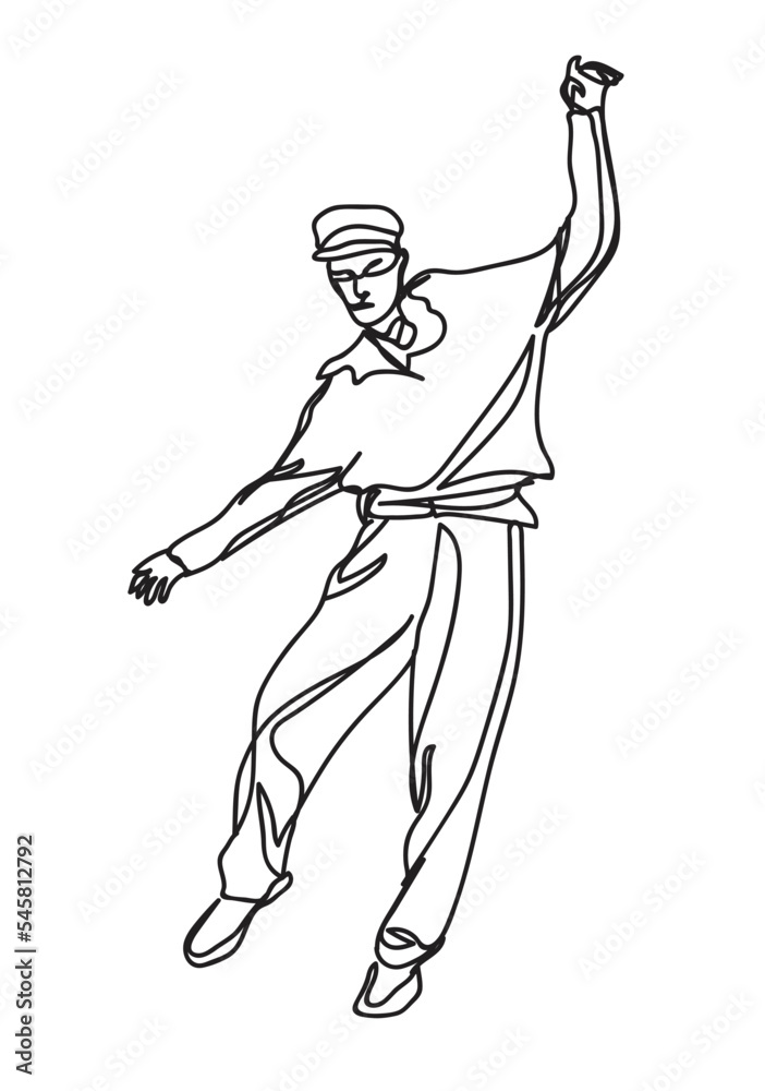continuous line drawing of man cheering on white background Stock ...