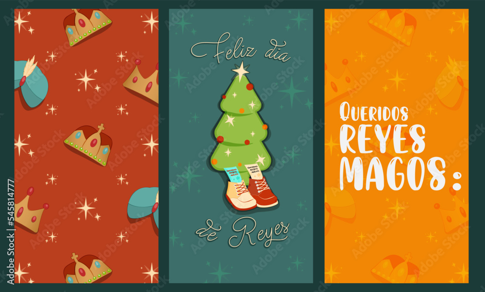Vector queridos reyes magos. Plantilla con patrones e ilustraciones del ...