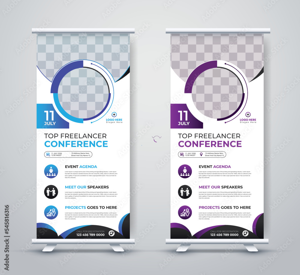conference roll-up banner corporate business company annual seminar ...