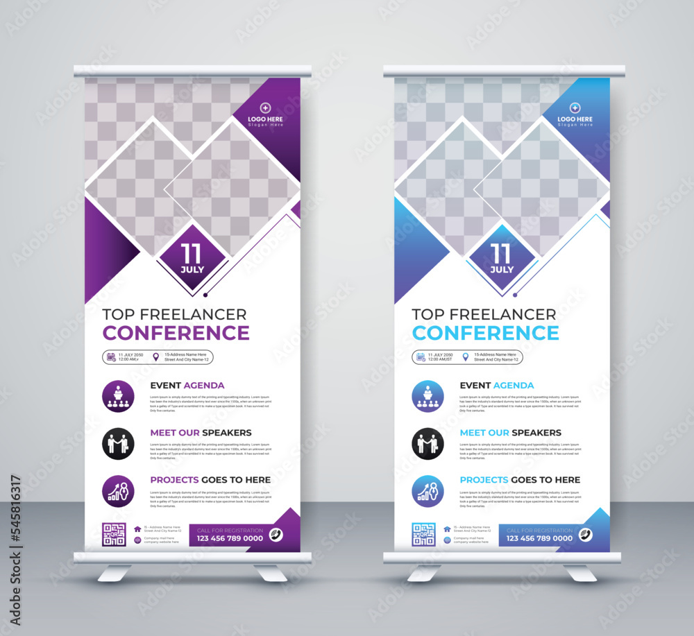 conference roll-up banner corporate business company annual seminar ...