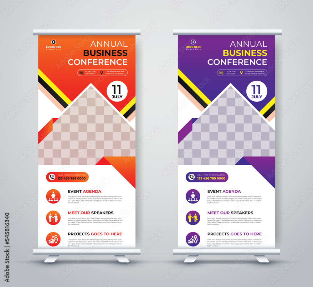 conference roll-up banner corporate business company annual seminar ...