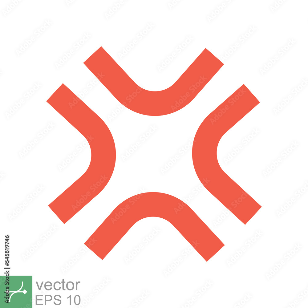 Anger symbol icon. Simple flat style. Red angry sign, cartoon emoticon ...