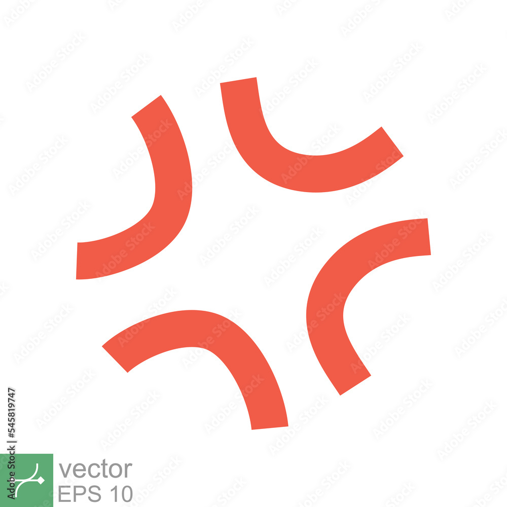 Anger symbol icon. Simple flat style. Red angry sign, cartoon emoticon ...