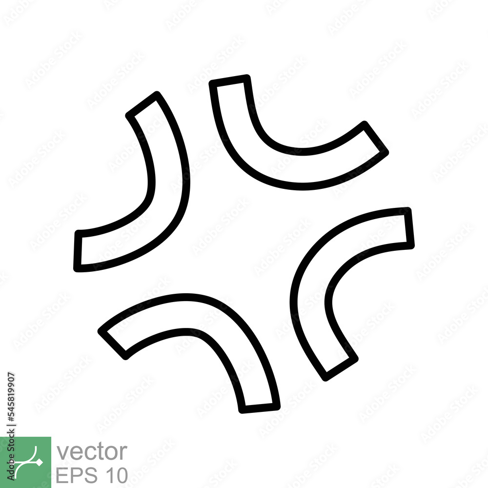 Anger symbol icon. Simple outline style. Black angry sign, cartoon ...