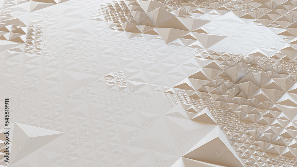Light High Tech Surface with Triangular Pyramids. White, Polygonal 3d ...