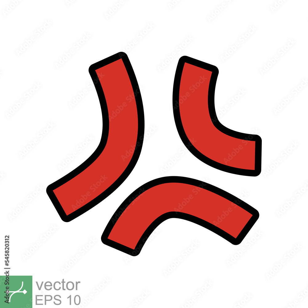 Anger symbol icon. Simple flat style. Red angry sign, cartoon emoticon ...