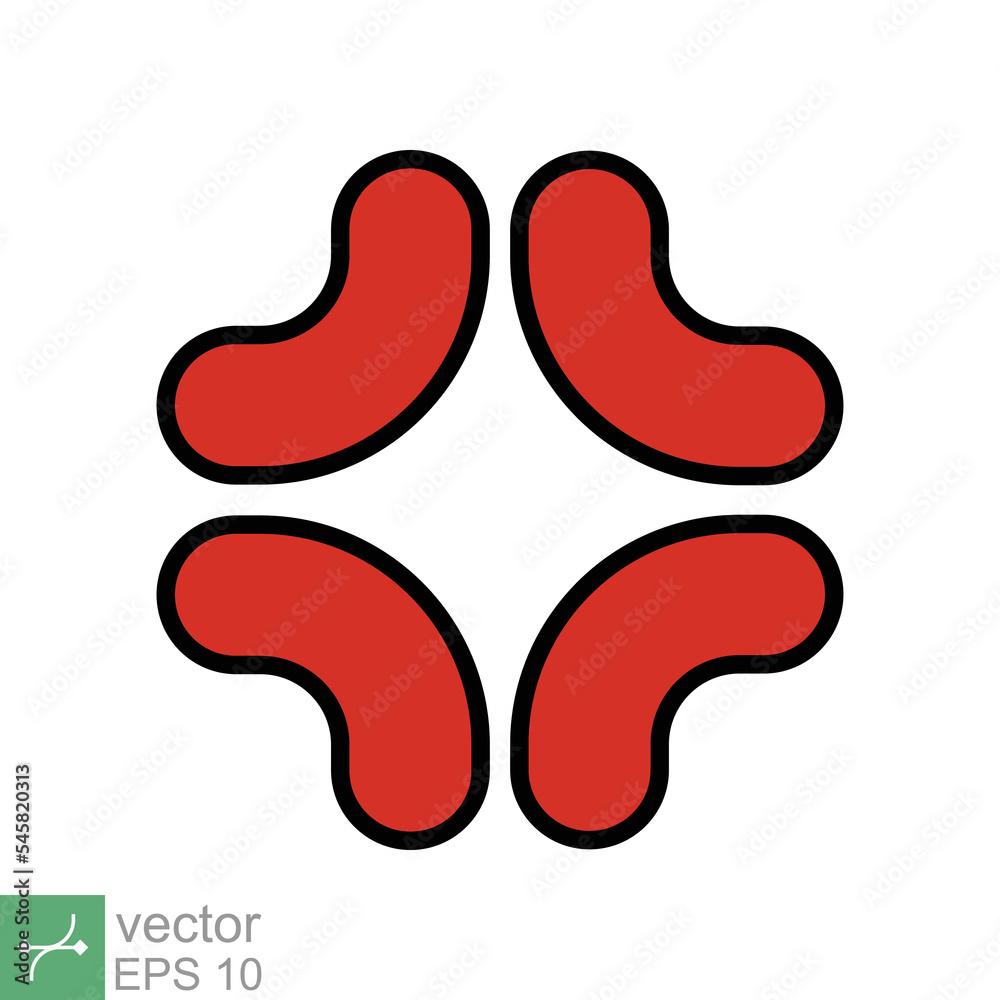 Anger symbol icon. Simple flat style. Red angry sign, cartoon emoticon ...