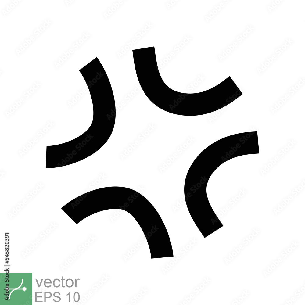 Anger symbol icon. Simple solid style. Black angry sign, cartoon ...