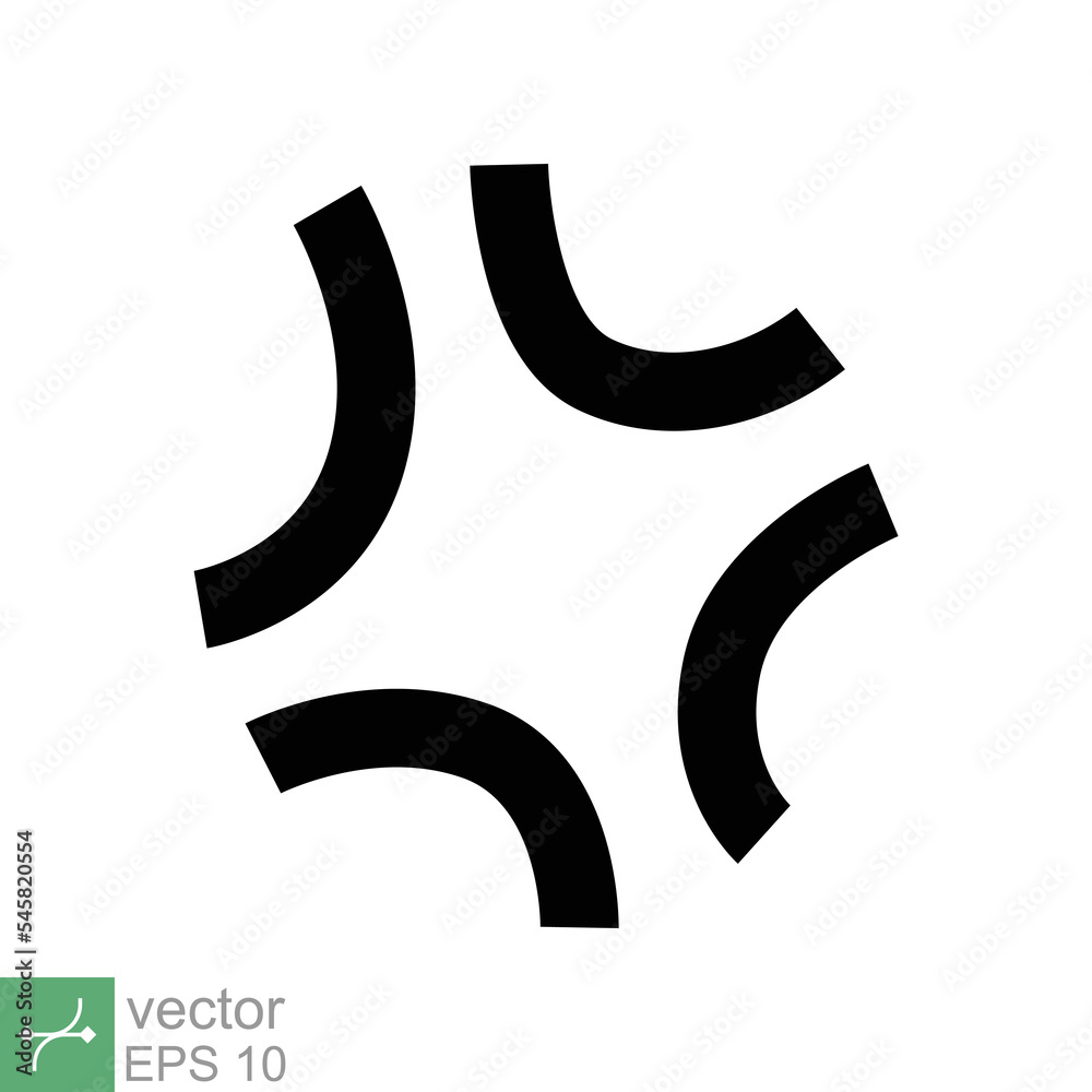 Anger symbol icon. Simple solid style. Black angry sign, cartoon ...