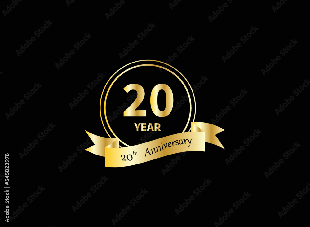Vetor de 20 years anniversary logo template isolated on gold, gold ...