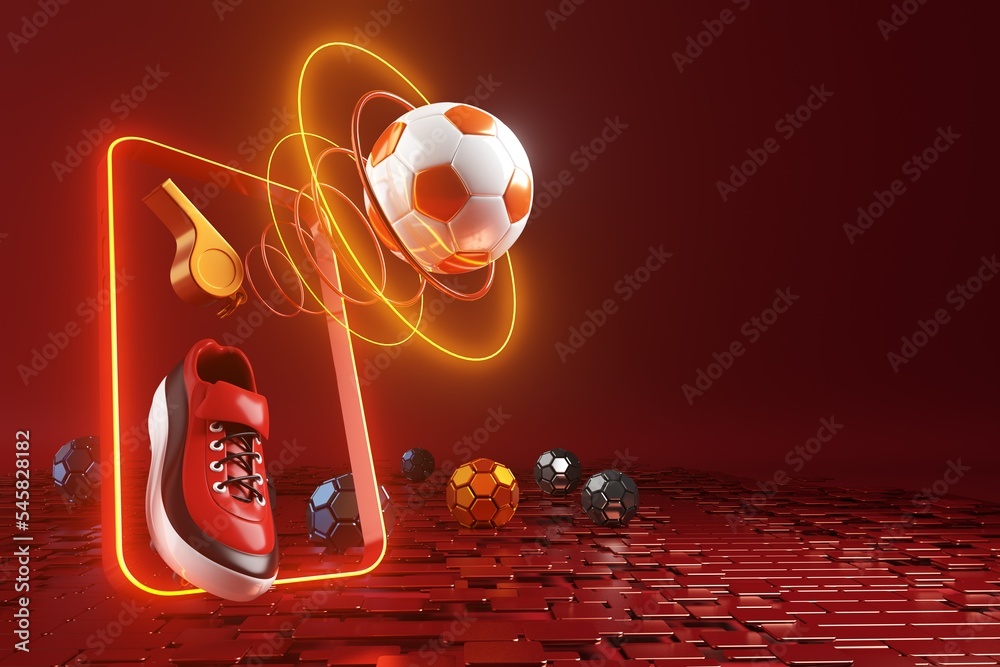 3d football object design. realistic rendering. abstract futuristic ...