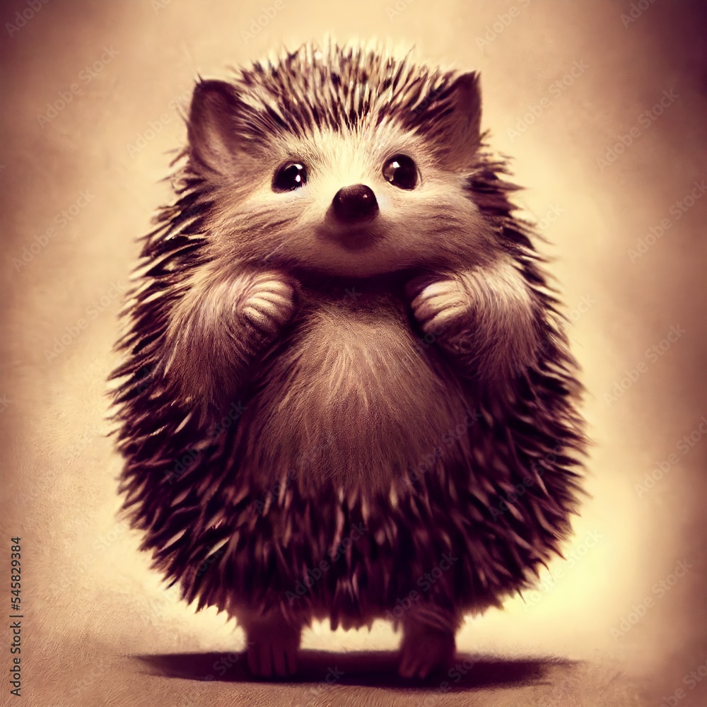 Cute Hedgehog Standing Up Like a Human. Adorable, Prickly, Quills ...